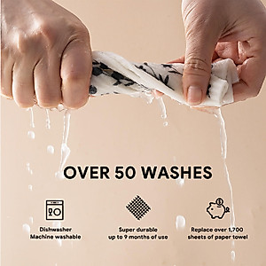 RECYCO Swedish Dishcloths for Kitchen | 5 Packs Geometric Washable Dish Rags | Cellulose Reusable Cleaning Paper Towels | Absorbent Counter Dish Cloth Sponge Kitchen Wipes, 8" L x 7" W