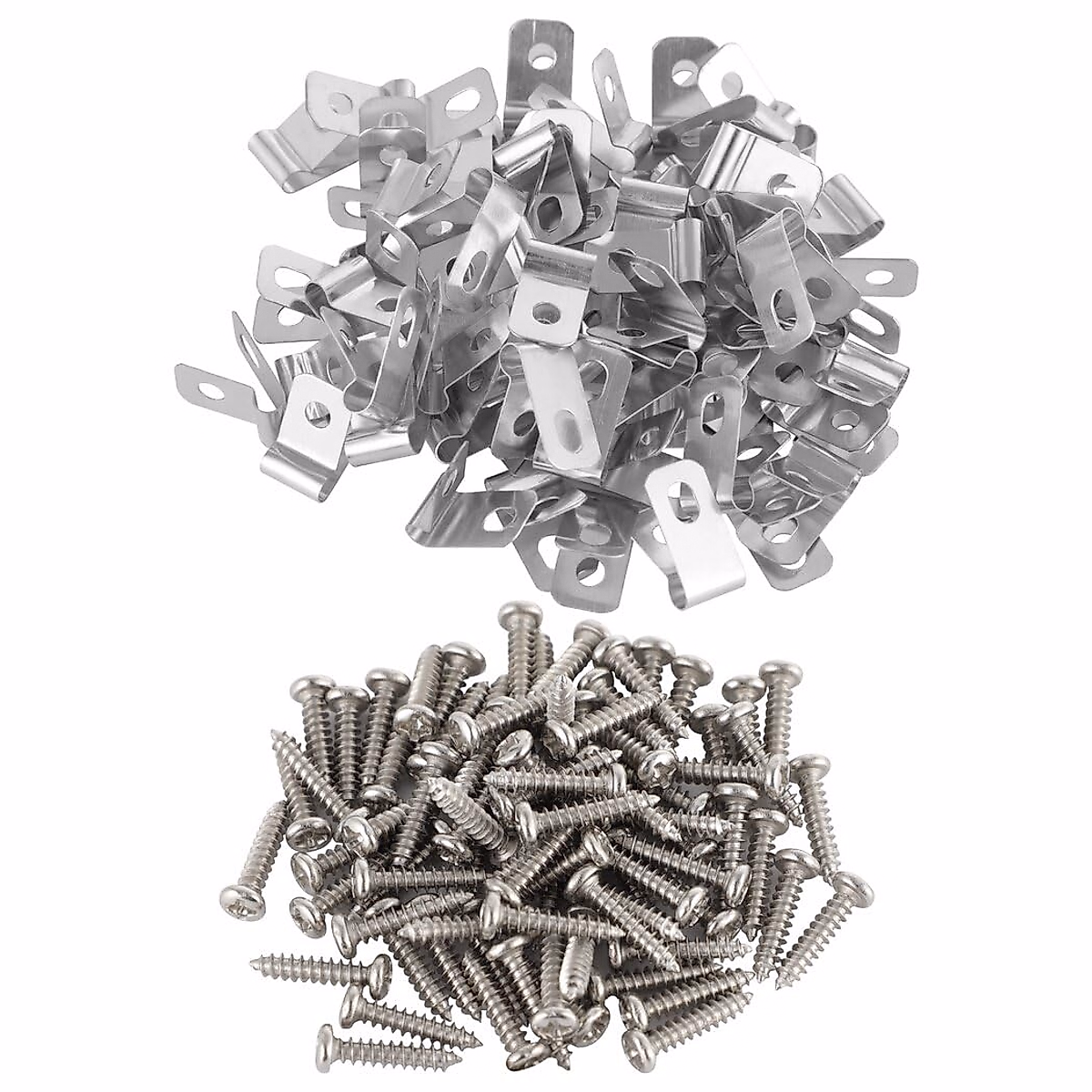 yeesport 100 PCS Fence Wire Clamps, Fence Wire Clips with Screws, Aluminum Fence Mounting Clips for 12 to 16 Gauge Welded Wires, Cord Clamps, Wire Clips for Wood, Metal, or Vinyl Fences