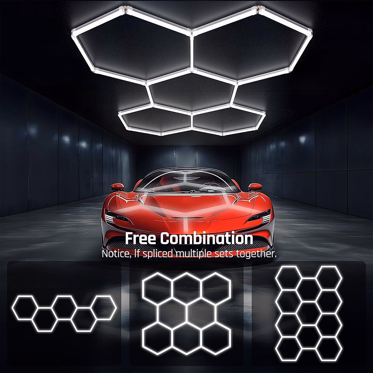 X-Litall Hexagon Garage Light，25 Pack Garage Lights Ceiling Led Hexagon，5000k Daylight White Honeycomb Lights Ceiling for Garage, Gym,Warehouse, Car Detailing Shop, Super Market.