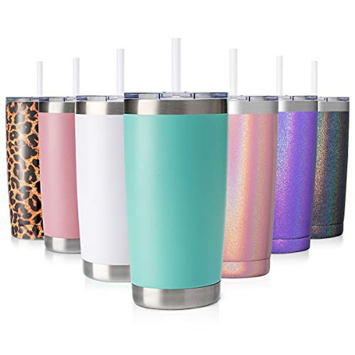 CIVAGO 20oz Tumbler with Lid and Straw, Stainless Steel Vacuum Insulated Coffee Tumbler Cup, Double Wall Powder Coated Travel Mug (Mint, 1 Pack)