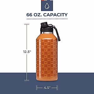 ORCA Hydra 66 oz Insulated Stainless Steel Half Gallon Water Bottle with Handle | Dishwasher Safe Thermos, Powder Coat Finish with No Sweat Body, Great Gift for Men — Checkered Orange
