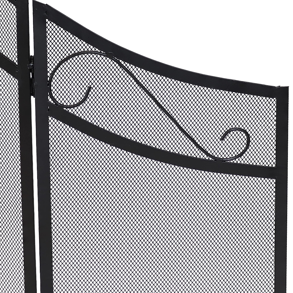Sunnydaze Elegant Scrolling Design Steel 3-Panel Fireplace Screen with Black Powder-Coated Finish