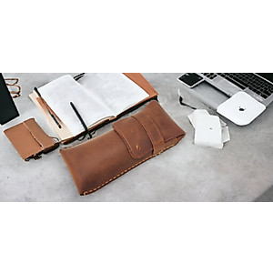 MyMesken Leather Eyeglass Case -Genuine Leather, Protects, Sunglasses, Eyeglasses Pouch, Reading Glasses, Protective Holder