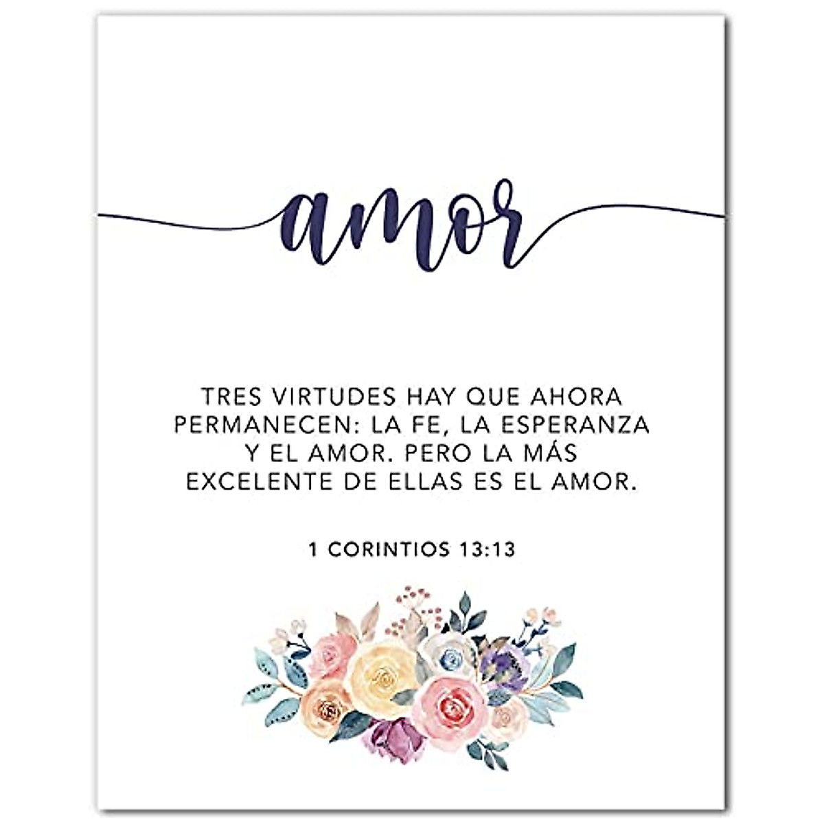 Fe Esperanza Amor Wall Decor - Cuadros Cristianos Para Pared en Español - Christian Wall Decor In Spanish - Set of 3 Prints - 8x10 - Unframed