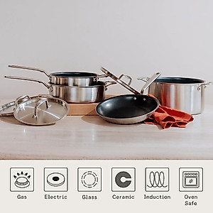 Made In Cookware - 7 Piece Non Stick Pot and Pan Set (Graphite) - 5 Ply Stainless Clad - Includes Stock Pot, Saute Pan, Saucepan, and Frying Pan - Professional Cookware - Crafted in Italy