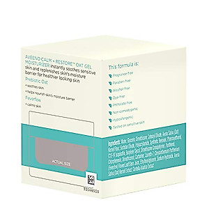 Aveeno Calm + Restore Oat Gel Facial Moisturizer for Sensitive Skin, Lightweight Gel Cream Face Moisturizer with Prebiotic Oat & Feverfew, Hypoallergenic, Fragrance- & Paraben-Free, 0.5 oz (Pack of 5)