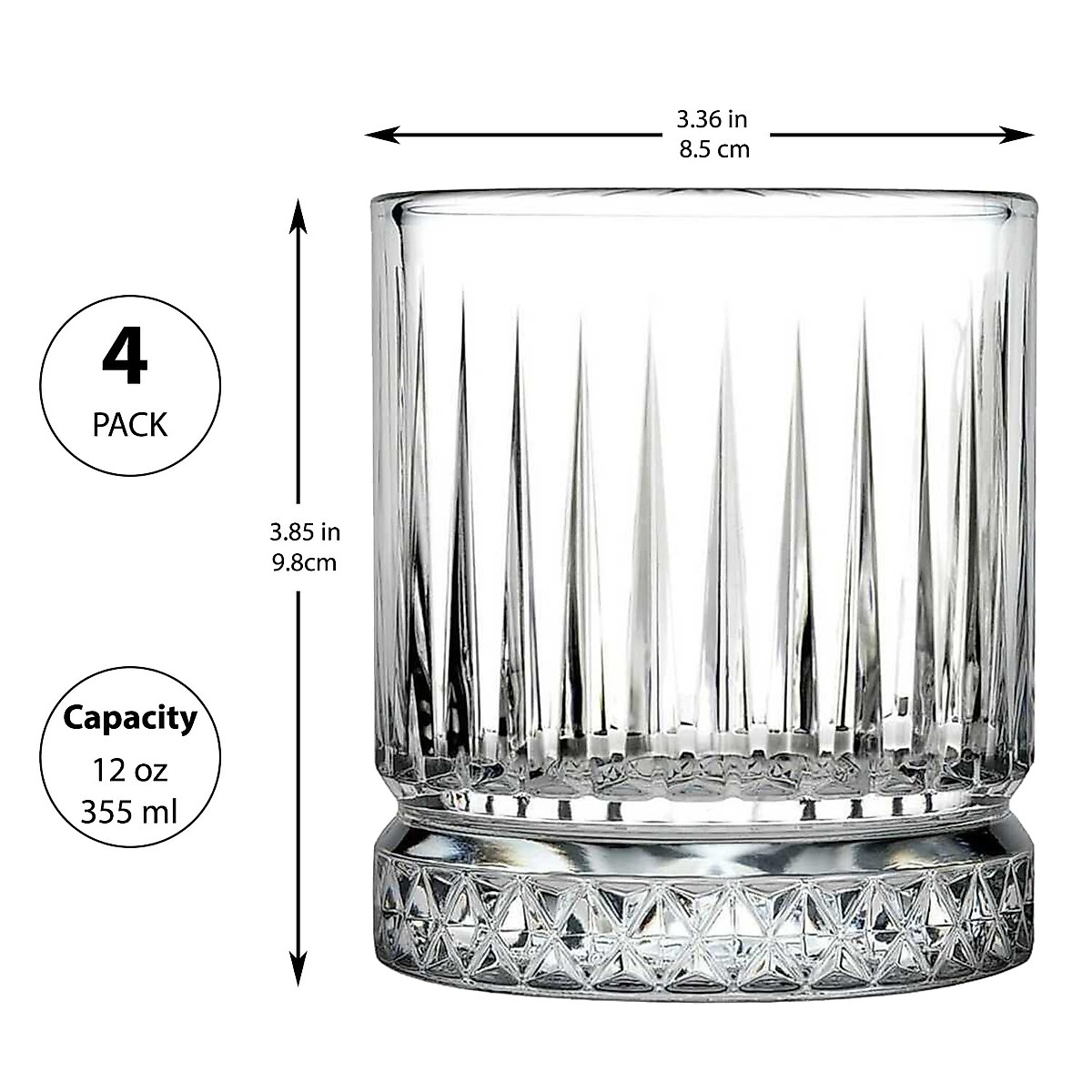 Biandeco Pink Whiskey Glasses, Lowball Rock Barware Set of 4, Colored Old Fashioned Tumbler with Heavy Base for Scotch, Bourbon, Liquor or Cocktail Drinking, 12 oz