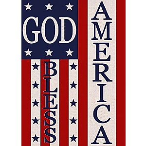 Covido God Bless America 4th of July Patriotic Garden Flag, Home Decorative American Memorial Day Yard USA Star Stripes Outside Decoration, Spring Summer Seasonal Outdoor Small Decor 12 x 18