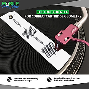 Mobile Pro Shop Turntable Azimuth Cartridge Alignment Protractor Set- Vinyl Record Player VTA Azimuth Ruler + Turntable Phono Cartridge Stylus Alignment Protractor