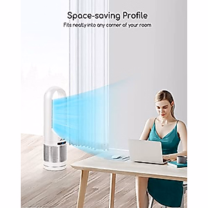 ZICOOLER 32" Tower Fan, 80° Oscillating Bladeless Cooling Fan Air Purifier Combo with Remote, 8 Speeds, 8H Timer, LED Display with Auto Off, Portable Floor Fan for Home Bedroom Living Rooms Office