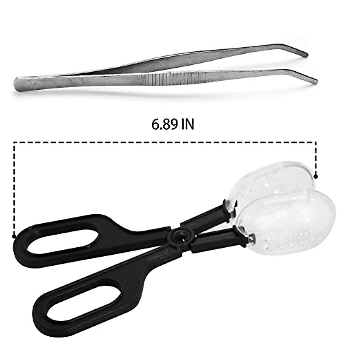 2Pcs Stainless Reptile Feeding Tongs and Feeding Clamp for Fish Aquariums, Reptiles Snakes Lizard Gecko Spider and Bird (Black)