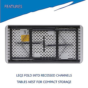 Iceberg IndestrucTable Commercial Folding Table, Indoor or Outdoor, Platinum, 750 lbs. Weight Capacity, 24” W x 48” L