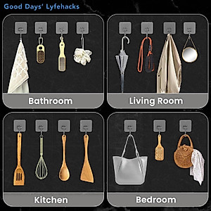 10-Pack Heavy Duty Adhesive Hooks for Robe & Towel – Waterproof Wall Mounted Hooks for Hanging, Strong Sticky Hooks for Kitchen, Bathroom, and Office – Damage-Free, Easy Installation, Transparent