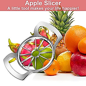 TIUTIUU Apple Slicer, 12-Blade Extra Large Apple Corer, Stainless Steel Ultra-Sharp Apple Cutter, Pitter, Wedger. Upgraded Version Apple Corer Peeler Designed for Up to 4 Inches Apples