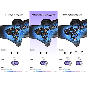 eXtremeRate Tactile Version Clicky Hair Trigger Kit for PS4 Controller Shoulder Buttons, Custom Tactile Bumper Trigger Buttons for PS4 Slim Pro Controller, Mouse Click Kit for PS4 Controller CUH-ZCT2