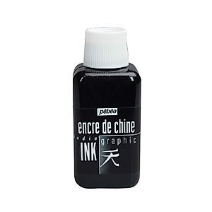Pebeo Graphic India Ink, 250 ml Bottle Black