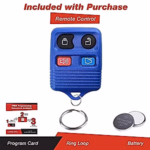 KeylessOption Blue Replacement 4 Button Keyless Entry Remote Control Key Fob Clicker
