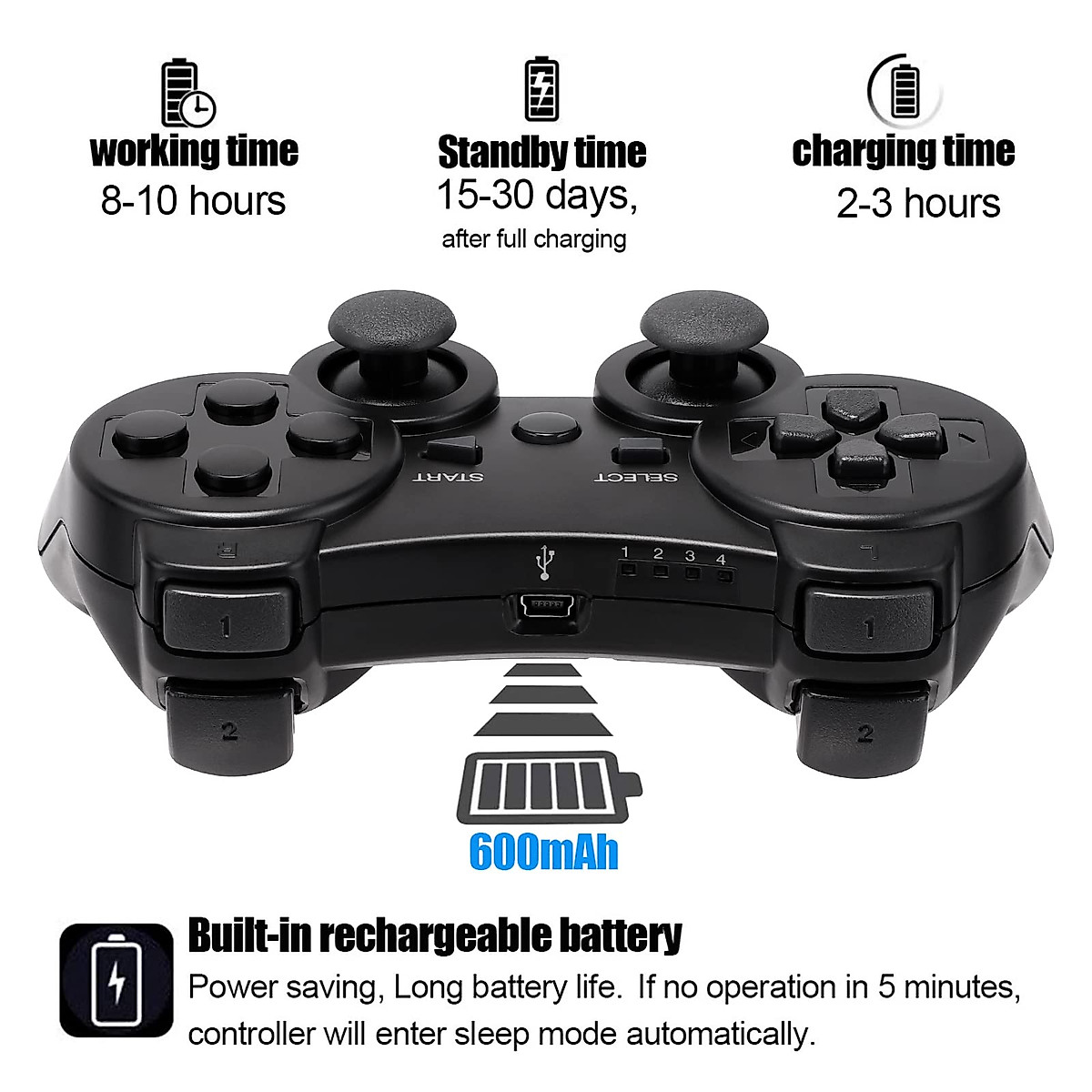 Ceozon PS3 Controller Wireless Gamepad for PS3 Remote Controller with Charging Cords 2 Pack Black and Muti-Coloful