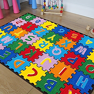CR Kids/Baby Room/Daycare/Classroom/Playroom Area Rug. ABC Puzzle (A-Z and 1-9). Educational. Fun. Bright Colorful Vibrant Colors (8 Feet X 10 Feet)