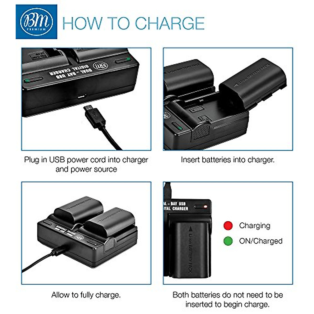 BM Premium 2 Pack of LP-E6NH High Capacity Batteries and Dual Bay Battery Charger for Canon EOS R EOS R5 EOS R6 EOS R6 II EOS R7 EOS 90D EOS 60D EOS 70D EOS 80D EOS 6D II EOS 7D EOS 7D Mark II Cameras