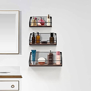 Hoikwo 3 Pack Mesh Wall Floating Shelves, for Bathroom Laundry Room Bedroom Living Room Kitchen and Office