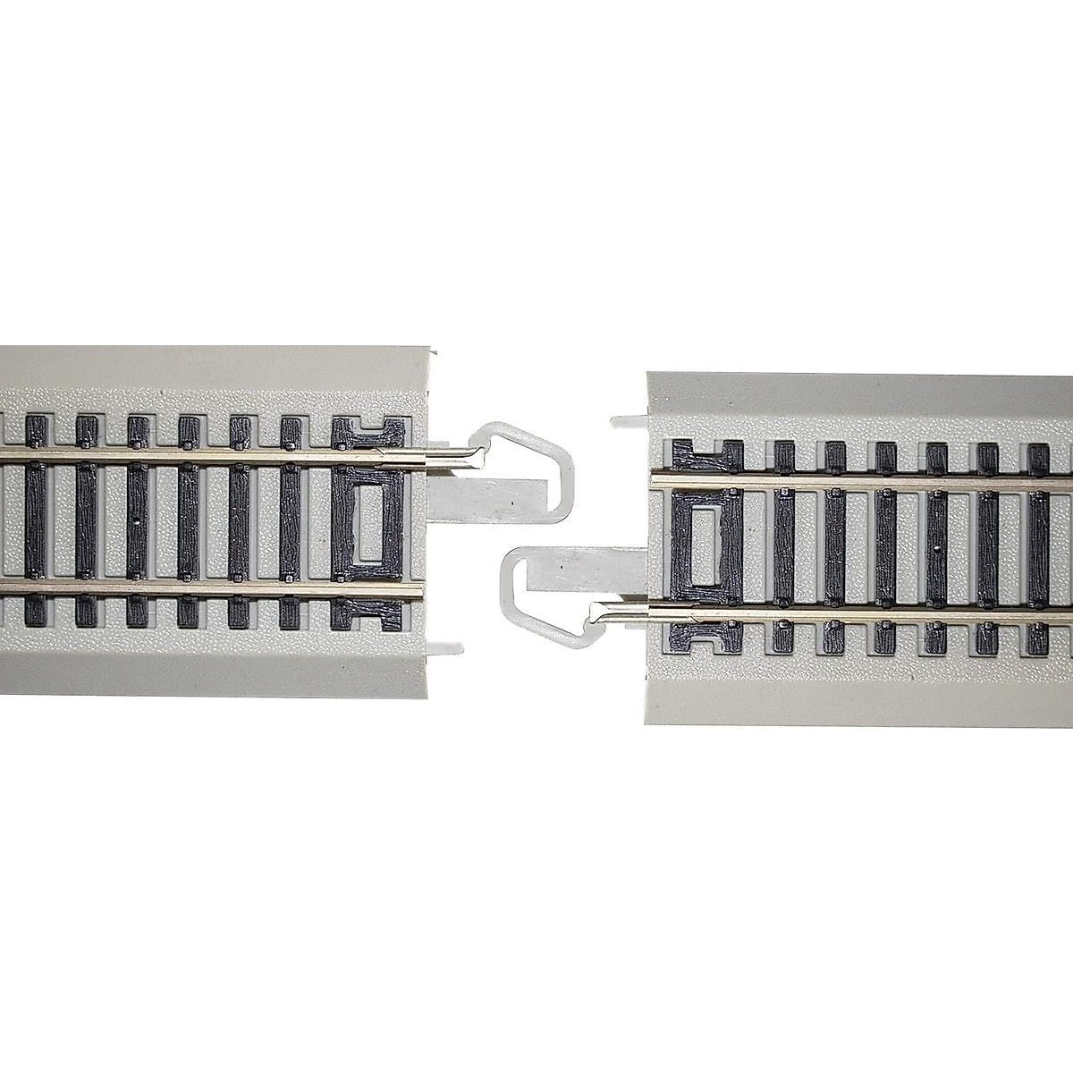 Bachmann Trains - Snap-Fit E-Z TRACK 4.50” STRAIGHT TRACK (4/card) - NICKEL SILVER Rail With Gray Roadbed - HO Scale