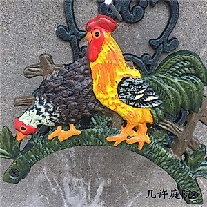 Riyyow Retro cast Iron Cock Water Pipe Rack Painted Courtyard Water Pipe Storage Bracket Gardening Rack Garden Villa Mural Animal