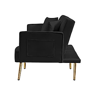 Sofa Bed Sleeper Couches and Sofas with 2 Cups - 69'' Couch Recliner Convertible Sofa Modern Adjustable Velvet Futon Couches Sofas Bed for Living Room Fold Up and Down Recliner Couch