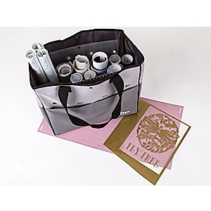 ArtBin 6821AG Yarn Tote, Portable Knitting & Crochet Storage Bag with Lift-Out Yarn Organizer, [1] Poly Canvas Tote Bag, Gray & Black