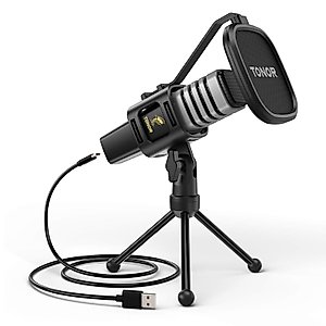 TONOR USB Microphone, Cardioid Condenser Mic with Tripod Stand, Pop Filter, Shock Mount, Compatible with Windows, MacOS, Linux, Ideal for Gaming, Streaming, Podcasting, YouTube, Voice Over, Twitch