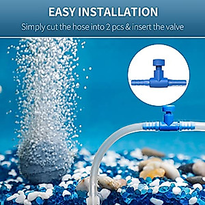 Pawfly Aquarium Air Control Valves for 3/16" ID Airline Tubing Single Way Plastic Air Flow Controllers Regulators Adjustable Blue Hose Connectors Air Pump Accessories for Fish Tanks, 10 Pack