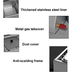 Commercial Gas Deep Fat Fryer Twin Tank, 22L Tabletop Stainless Steel Chip Fryer, with Bracket, Manual Adjustment Temperature, for Home Kitchen Catering Restaurant Coffee Shop