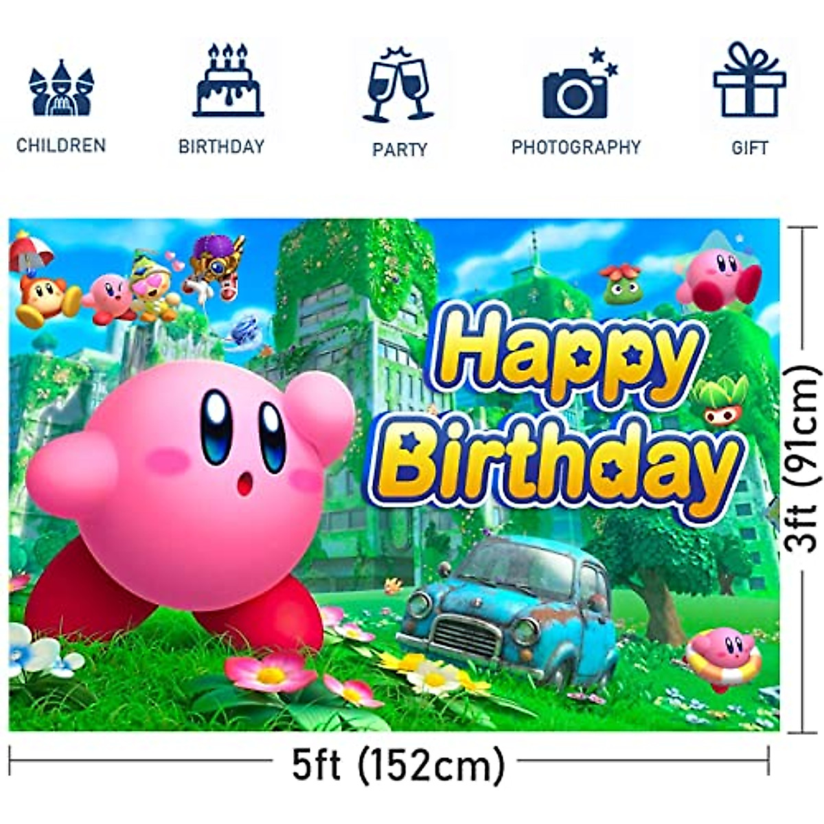 Happy Birthday Backdrop, Birthday Party Decorations Party Supplies Happy Birthday Banner Movie Theme Party Decorations Photography Background