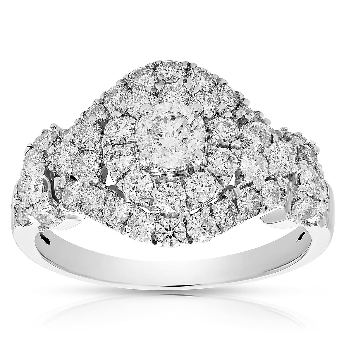 Vir Jewels 2 cttw Diamond Wedding Engagement Ring Set 14K White Gold Cluster Bridal Design Size 6