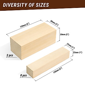 BeaverCraft BW10 Basswood Carving Blocks Set - Basswood for Wood Carving - Wood Blocks - Whittling Wood Carving Wood Blocks for Carving