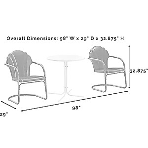 Crosley Furniture KO10010BL Tulip 3-Piece Outdoor Metal Bistro Set, Pastel Blue Satin