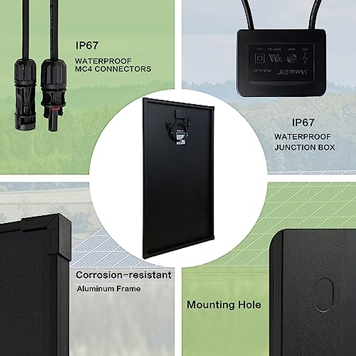 Topsolar Solar Panel Kit 100 Watt 12 Volt Monocrystalline Off Grid System for Homes RV Boat + 30A 12V/24V Solar Charge Controller +Solar Cables + Z-Brackets for Mounting