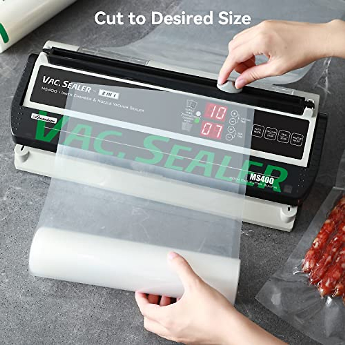 BOURGE CHEF Vacuum Sealer Smooth Flat Bags (11"x50') 2 Rolls, for Bourgechef & Magicseal Sealers, Nozzle Sealers, Chamber Sealers, BPA Free, Perfect for Home User or Restaurant