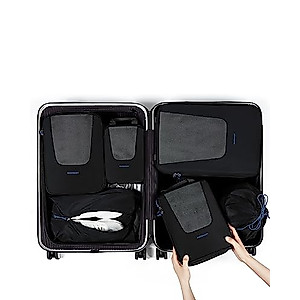 Packing Cubes for Suitcases, BAGSMART 6 Carry On Suitcase Organizer Bags Set Travel Packing Cubes for Women, Lightweight Luggage Organizer Bags with Shoe Bag & Luandry Bag, Black