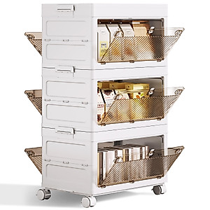 QudraKast 3-Tier Stackable Plastic Storage Bins - 67QT Stackable Storage Bins - Closet Organization and Storage, Suitable for Bedroom, Organization and Storage Boxes for Study, Toy Room, Office