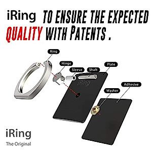iRing Original, Made in Korea, Phone Ring Holder, Cell Phone Grip Stand, Compatible with iPhone, Galaxy, and Other Smartphones (Black)