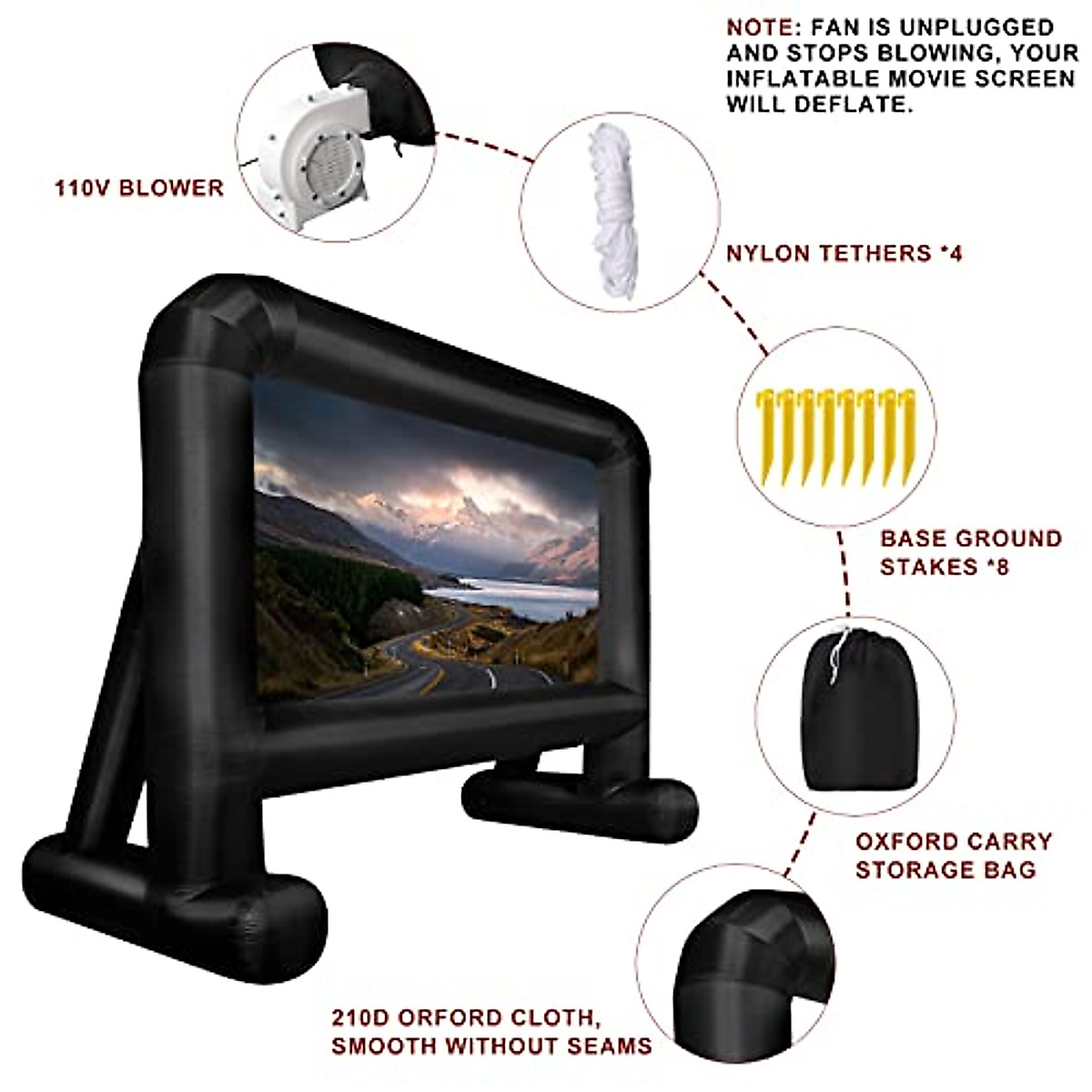 Inflatable Movie Screen (14 Feet) Blow up Mega Projector Screen with Carry Bag for Front Projection