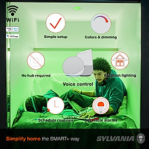 SYLVANIA Wifi LED Smart Light Bulb, 65W Equivalent Full Color and Tunable White BR30, Dimmable, Compatible with Alexa and Google Home Only - 4 Count (Pack of 1) (75688)
