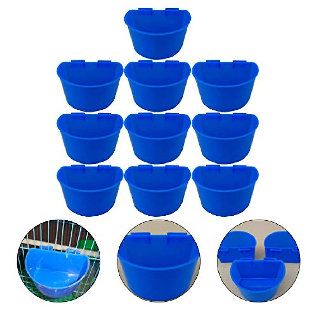 DOITOOL Rabbit Water Dispenser 10pcs Thicken Bird Food Feeder Water Feeder, Universal Plastic Hanging Bowl Cups for Pigeon Poultry Roosters Parakeet, 4. 32 X 2. 91 Bunny Feeder