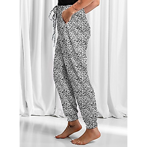 Dokotoo Womens Summer Comfy Casual Loose Breezy Leopard Drawstring Elastic Waist Loose Jogging Jogger Pants Sweatpants for Women with Pockets Large