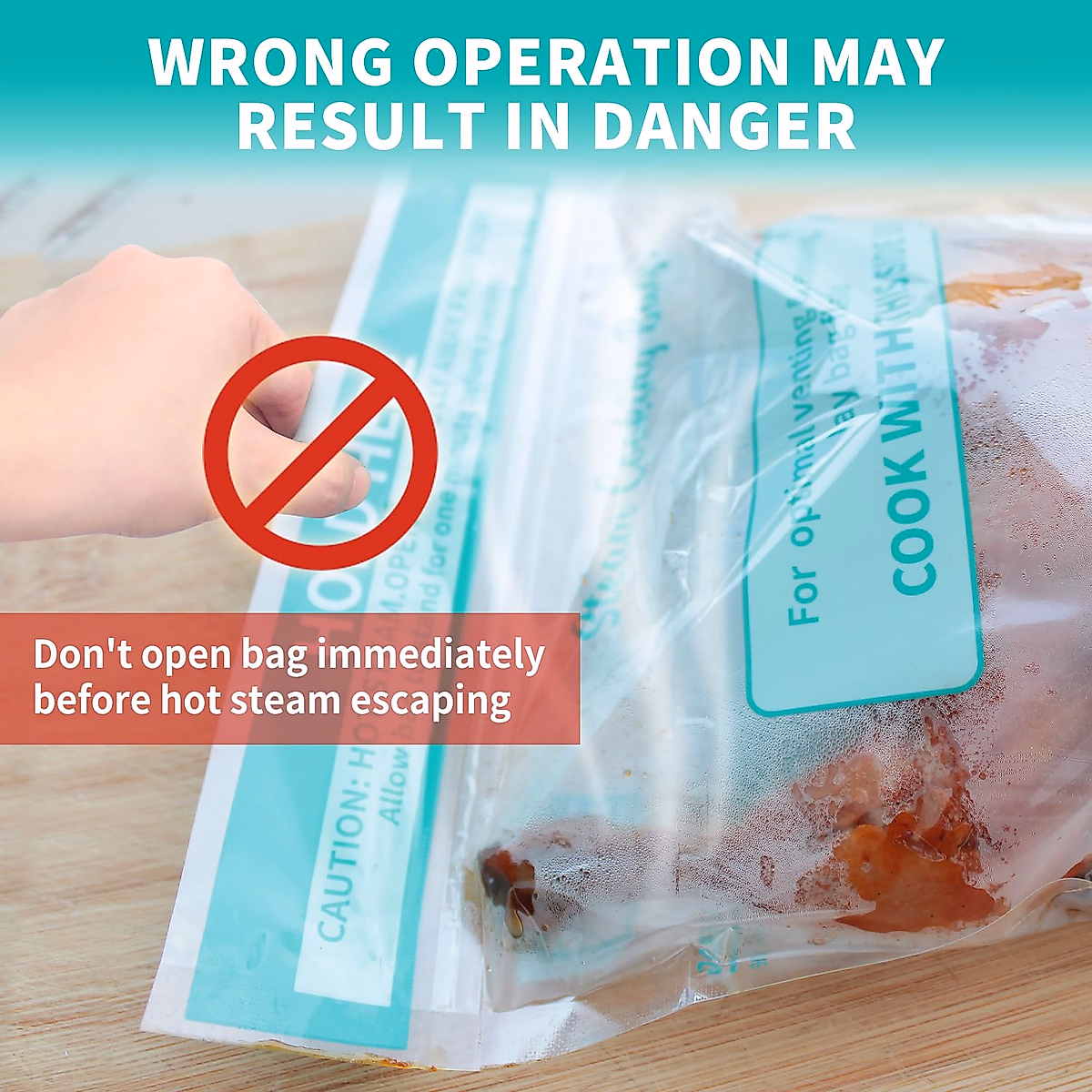 WRAPOK Steamer Bags 30 Pack Zip Steam Vegetable Cooking Bag for Potatoes Meat, 7.1 X 7.9 Inches