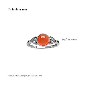 Silvershake Geunine Orange Carnelian Stone 925 Sterling Silver Victorian Style Solitaire Ring Size 7