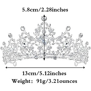 TOCESS Silver Crown for Women Crystal Tiara for Girls Rhinestone Queen Princess Crown for Bridal Wedding Prom Costume Party Quinceanera Hair Accessories, Ideal Gift for Women (Silver)