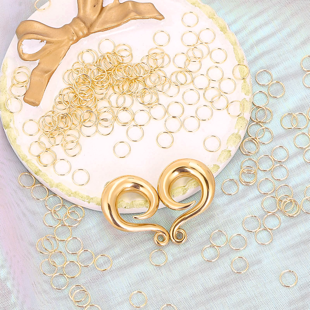 Longbeauty DIY Ear Weight Hook for Ear Piercing Jewelry 316L Stainless Steel Gauges Plugs Dangle Ear Hangers Pierced Expanders 0g