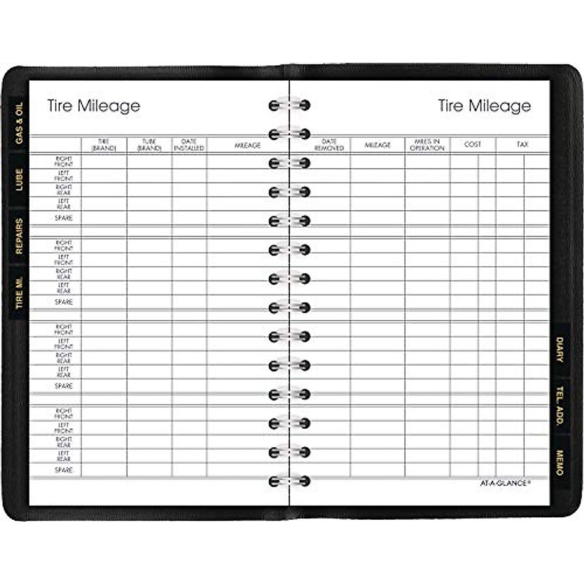 AT-A-GLANCE Auto Mileage Log Record Book, 3.75 x 6.12 Inches, Black (AAG8013505)